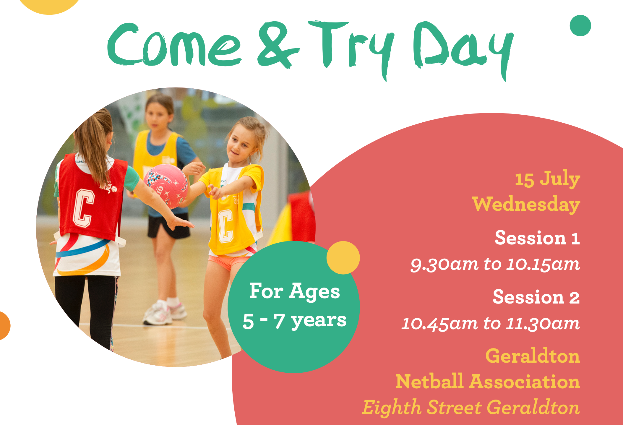 Suncorp NetSetGO Come & Try! - Netball WA